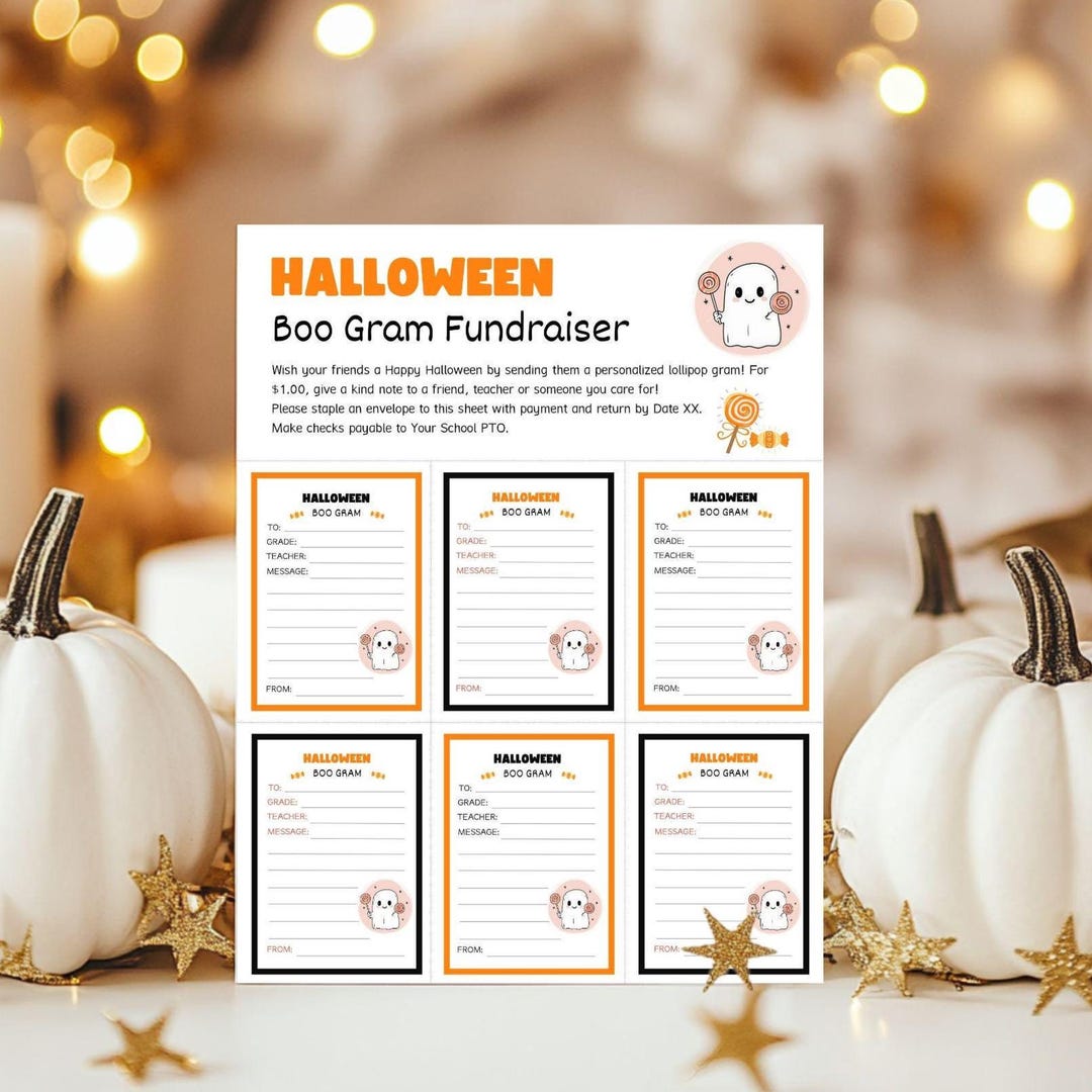 Boo Grams for School Fundraiser, Editable Halloween Flyers, Printable ...