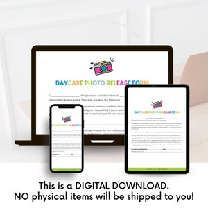 Daycare Photo Release Form, School Media Release Form, Photo Permission ...