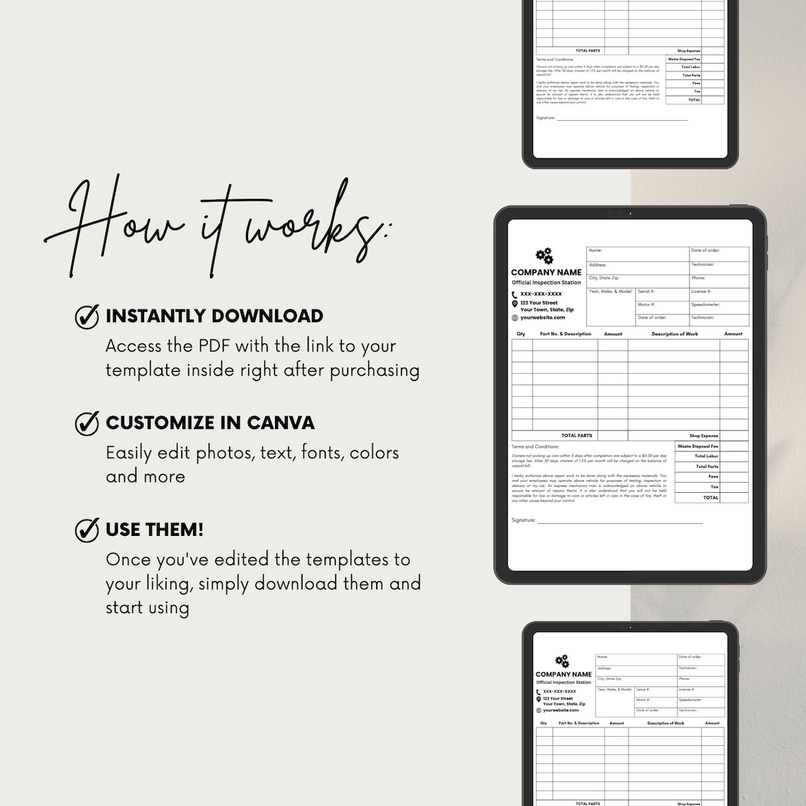 Automotive Service Invoice Template, Car Repair, Auto Repair Estimate ...