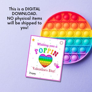 Pop It Valentine Cards, Poppin Valentine Tag Printable, Valentine Pop ...