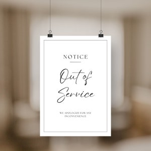 Printable Out of Service Sign, Out of Order Sign, Do Not Use Sign ...