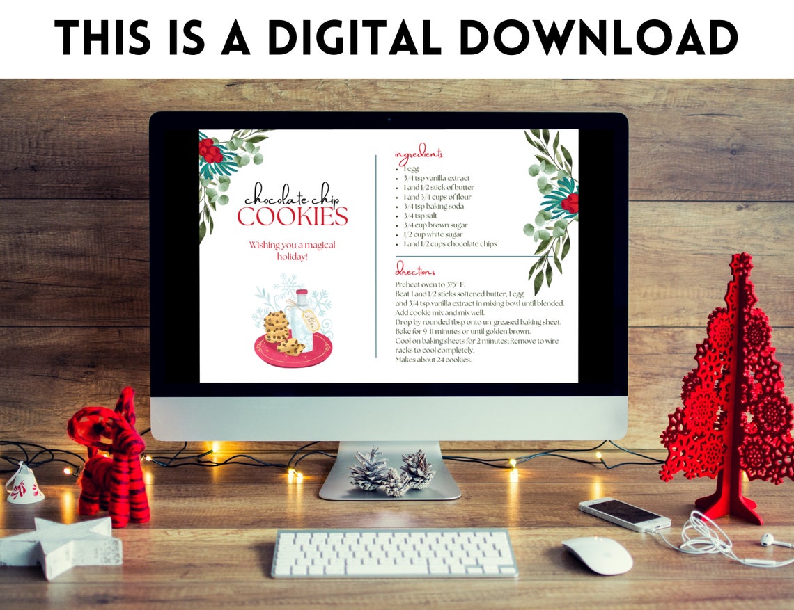 Editable Christmas Recipe Card Simple Recipe Card Holiday - Etsy