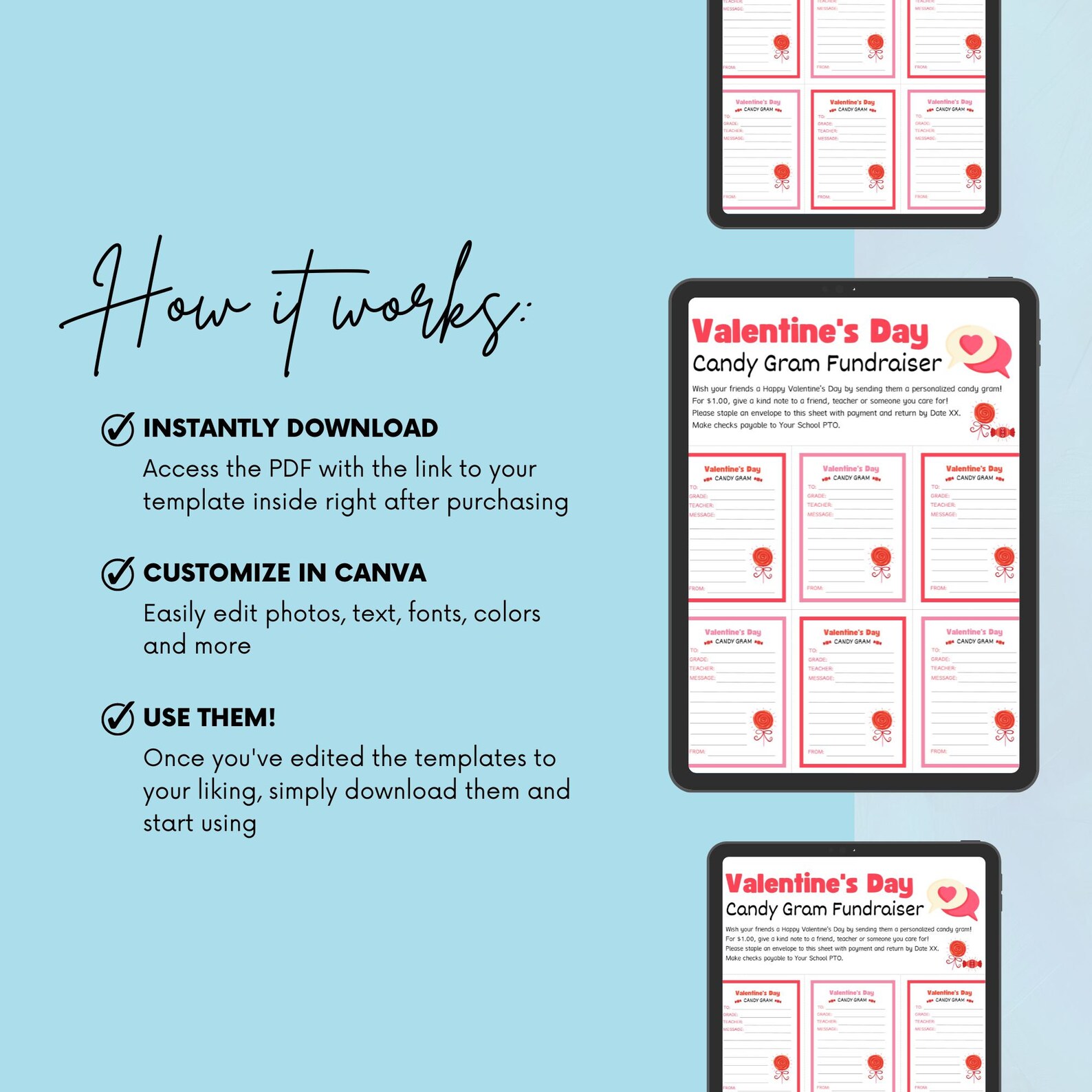 Editable Candy Gram Flyer, School Fundraiser, Valentines Party Games ...