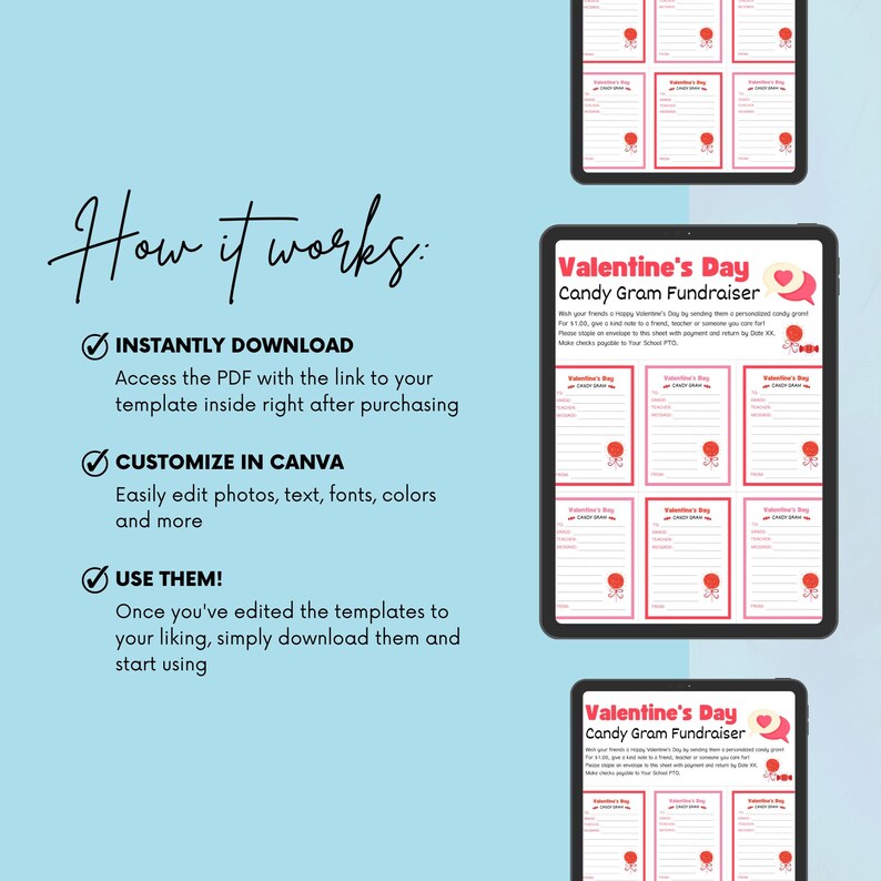 Editable Candy Gram Flyer, School Fundraiser, Valentines Party Games ...