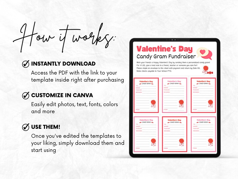 Editable Candy Gram Flyer School Fundraiser Valentines Party - Etsy