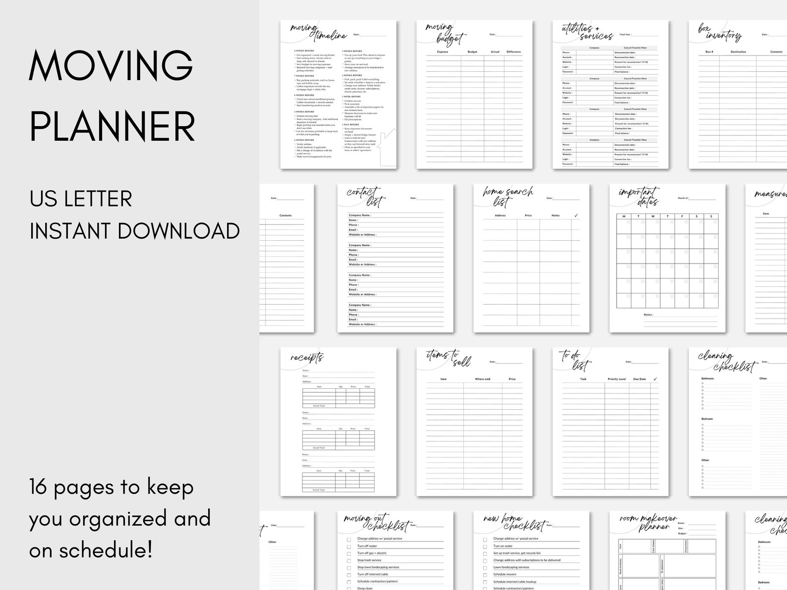 Moving Checklist Moving Binder Moving Planner Moving - Etsy