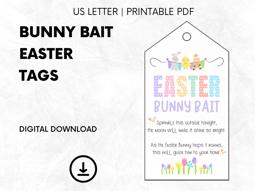 Printable Tags Carrots Bunny Bait Easter Tag Easter Card - Etsy