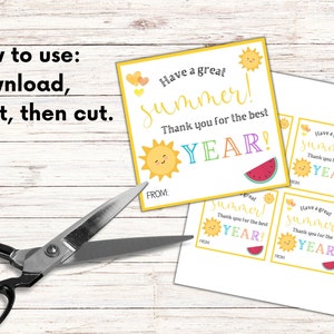 Last Day of School Tag, Beach Towel Gift Tag, Happy Summer Gift Tag ...