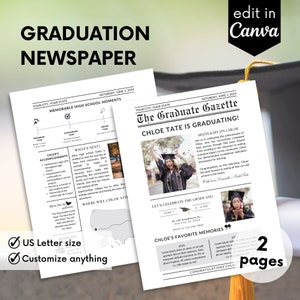 Editable Graduation Newspaper Template, Newspaper Graduation, Grad ...