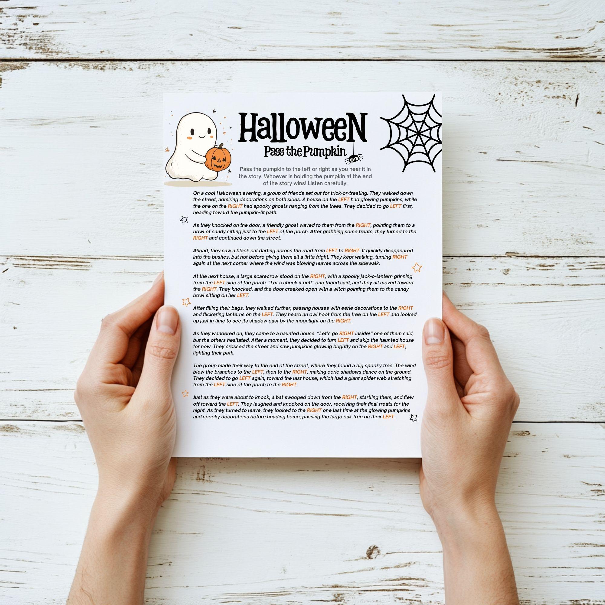 Pass the Pumpkin Game Halloween Printable, Halloween Left Right Game ...