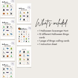 Halloween Bingo Cards, Printable Bingo, Scavenger Hunt for Kids ...