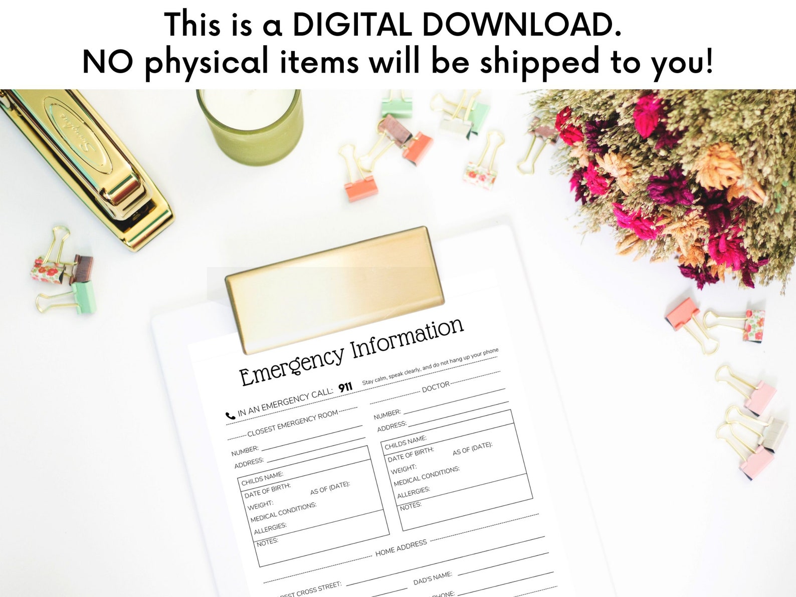 Emergency Binder, in Case of Emergency, Emergency Contact Information ...