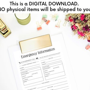 Emergency Binder, in Case of Emergency, Emergency Contact Information ...