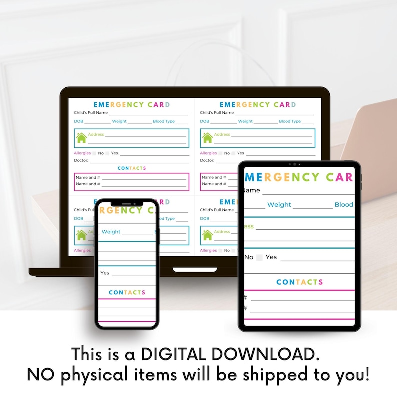 Daycare Emergency Card, Inhome Daycare Paperwork, Childcare Forms ...