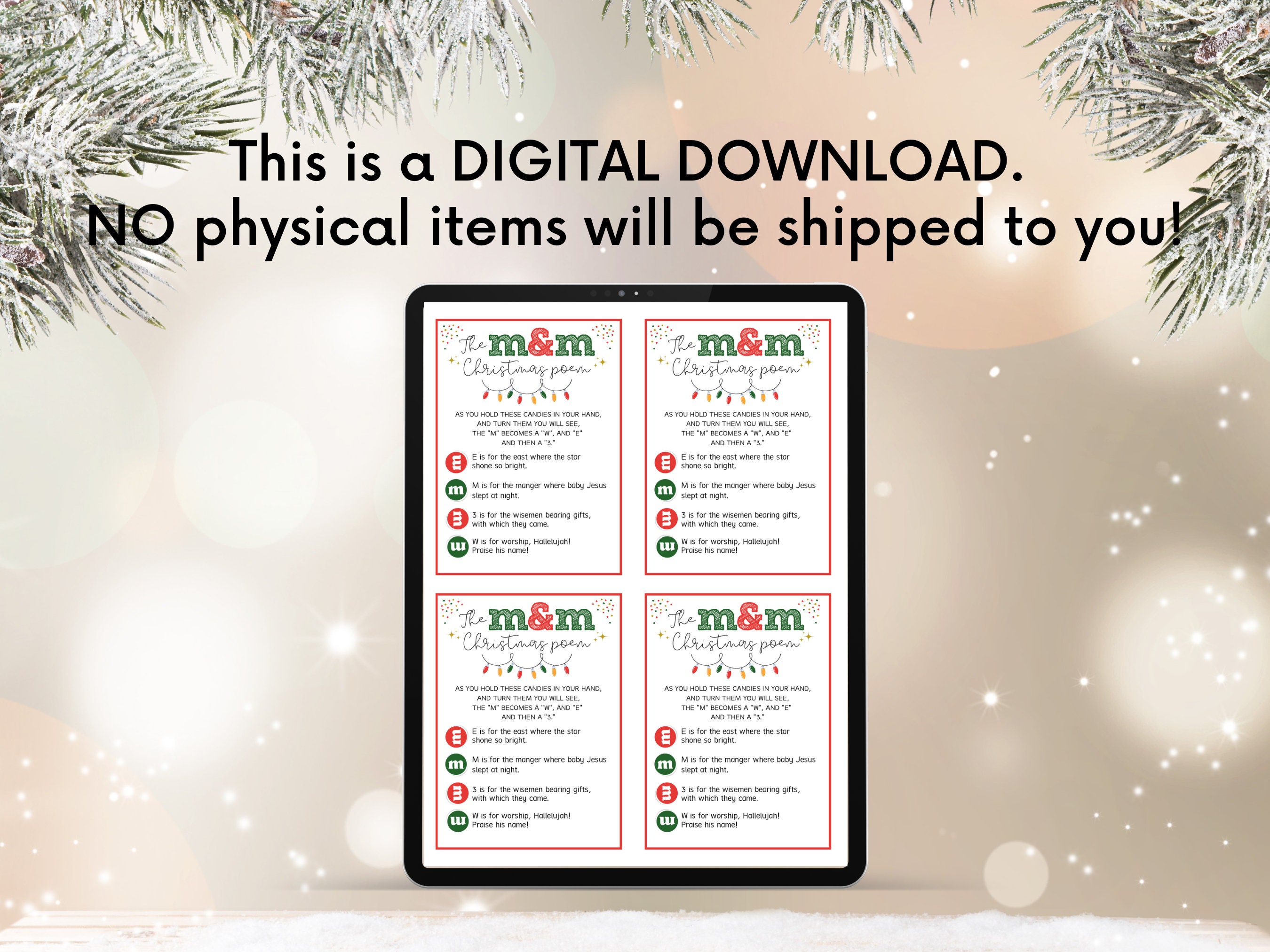 M&M Christmas Poem Gift Tag Nativity Legend Christmas - Etsy