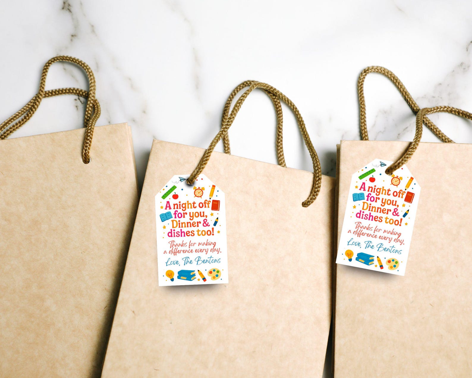 Dinner and Dishes on Us Printable Gift Tag, Editable Template for ...