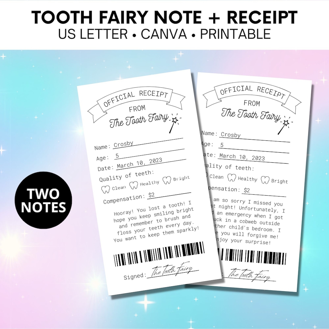 Tooth Fairy Letter, Missed the Toothfairy, Late Excuse Toothfairy Note ...