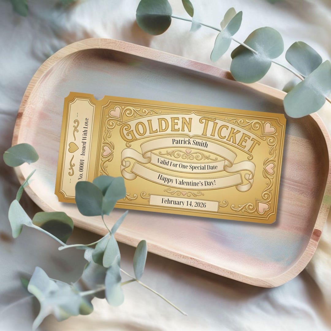 Golden Ticket Template, Editable Printable Ticket, Gift for Him ...