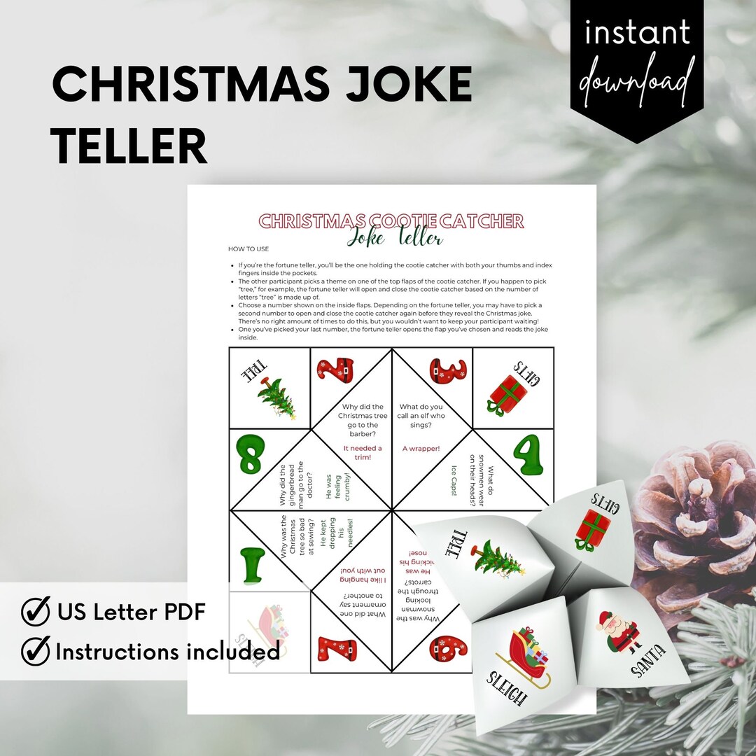 Christmas Joke Teller, Cootie Catcher, Printable Paper Craft, Digital ...