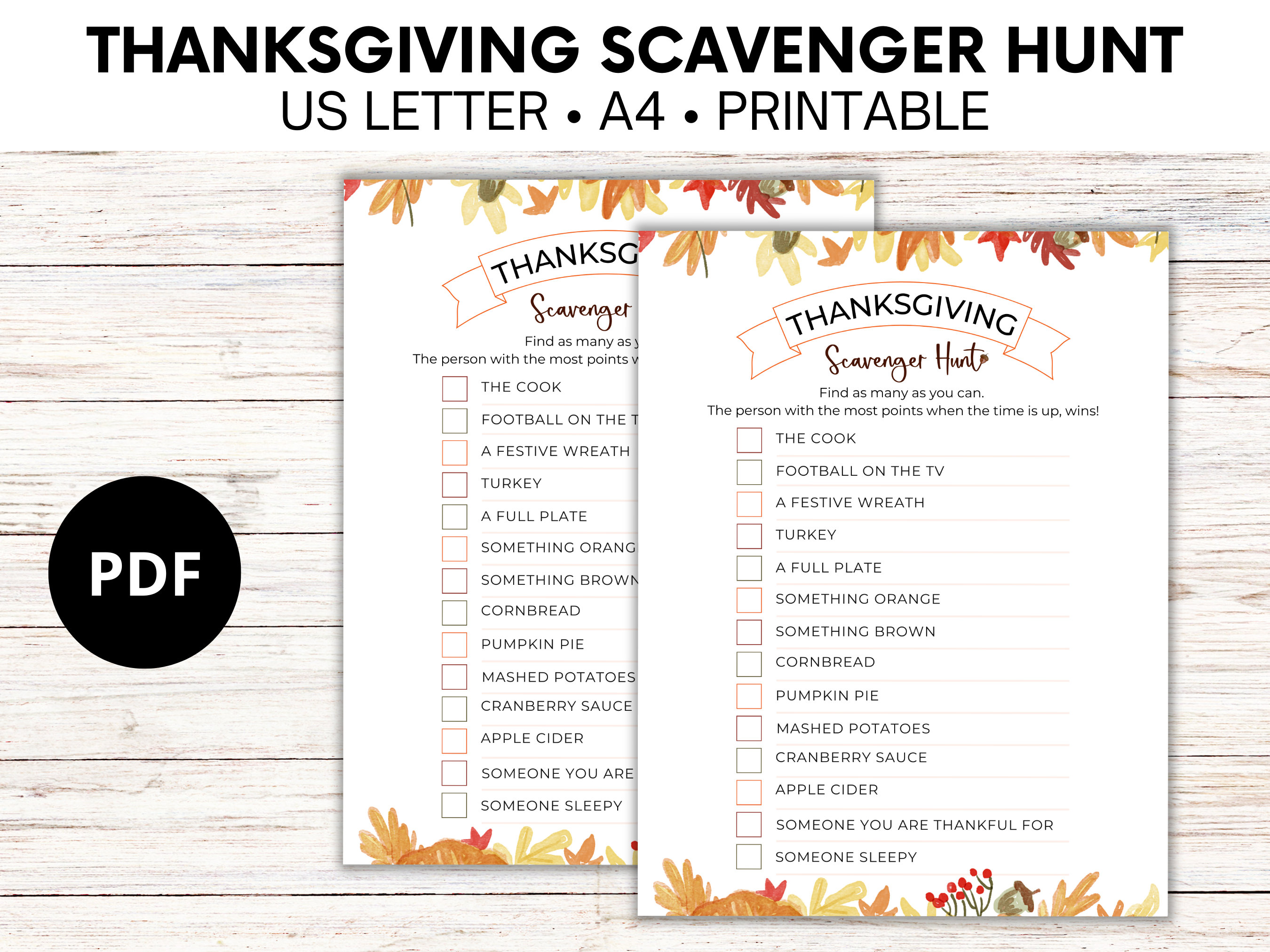 Thanksgiving Scavenger Hunt Printable Fun Family Activity Instant ...