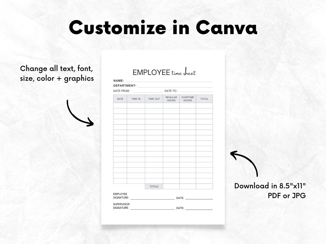 Small Business Time Sheet Employee Time Sheet Time Sheet - Etsy