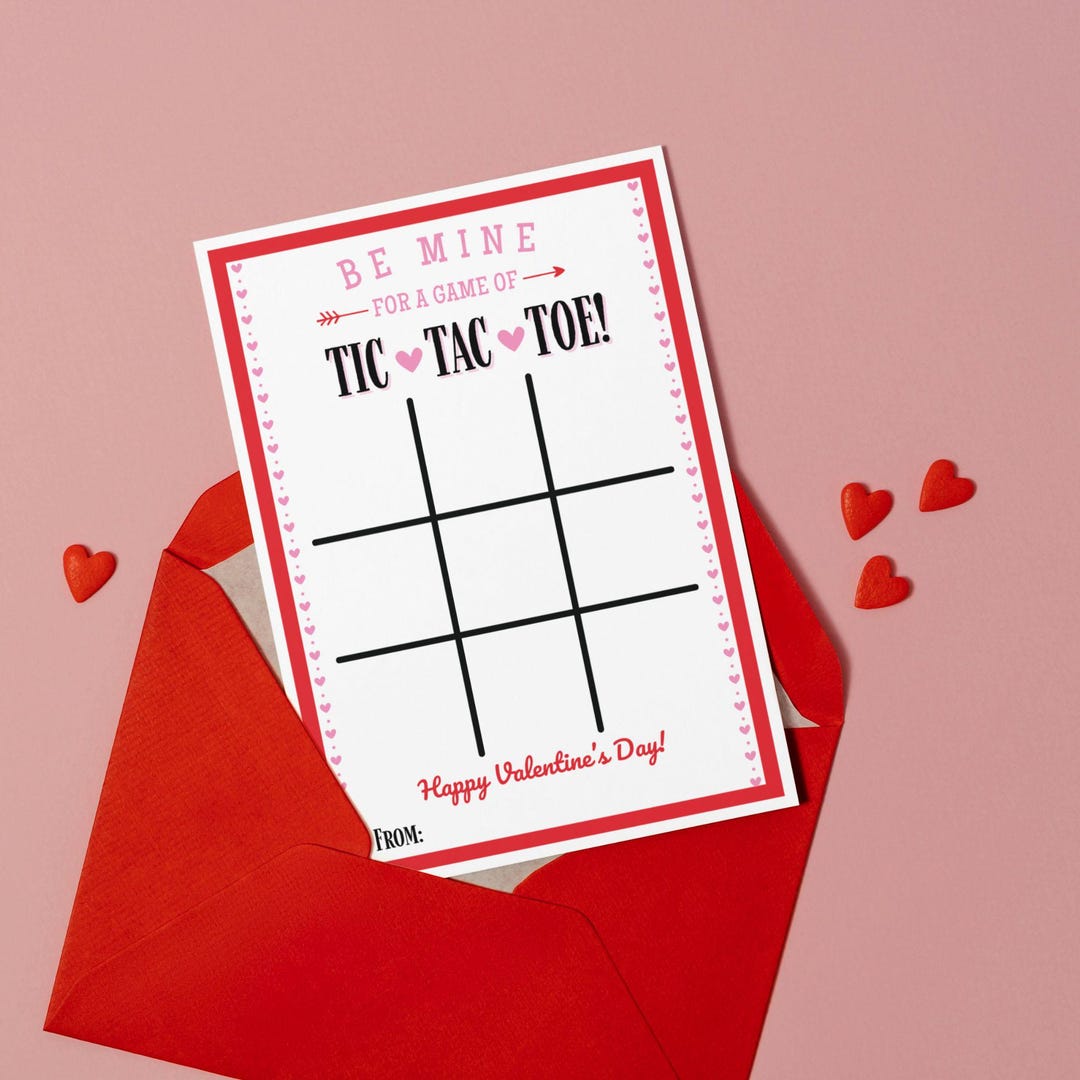 Tic Tac Toe Valentine Cards Printable Classroom Valentines Fun Game for ...