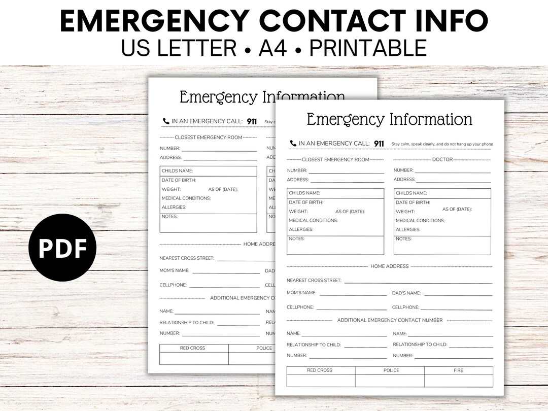 Emergency Binder, in Case of Emergency, Emergency Contact Information ...