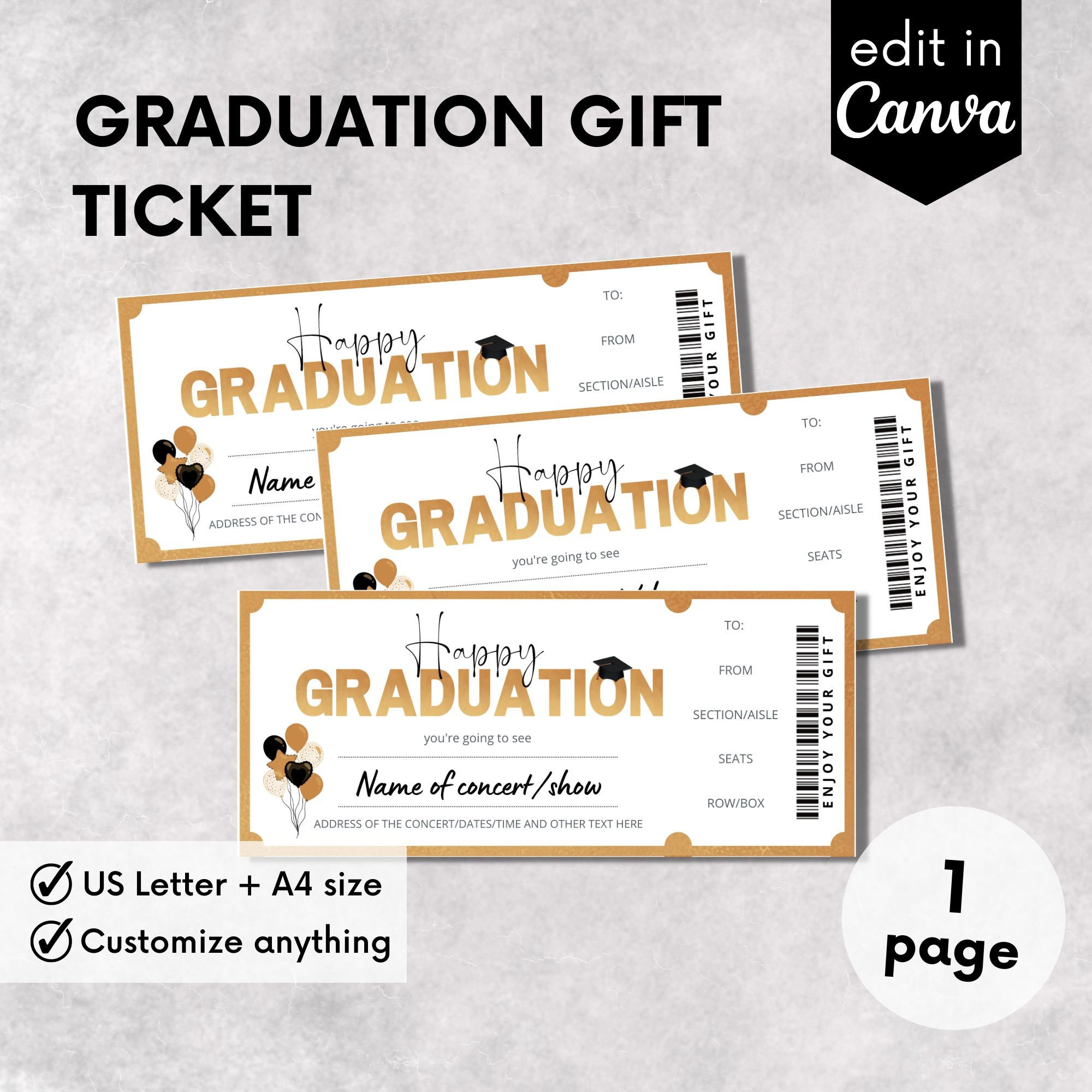 Graduation, Digital Tickets, Event Ticket Template, Printable Event ...