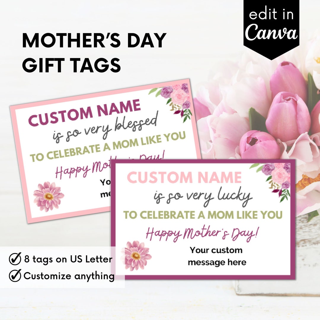 Mother's Day Gift Tag Canva, Gift Tag for Mom, Printable Mom Tag ...