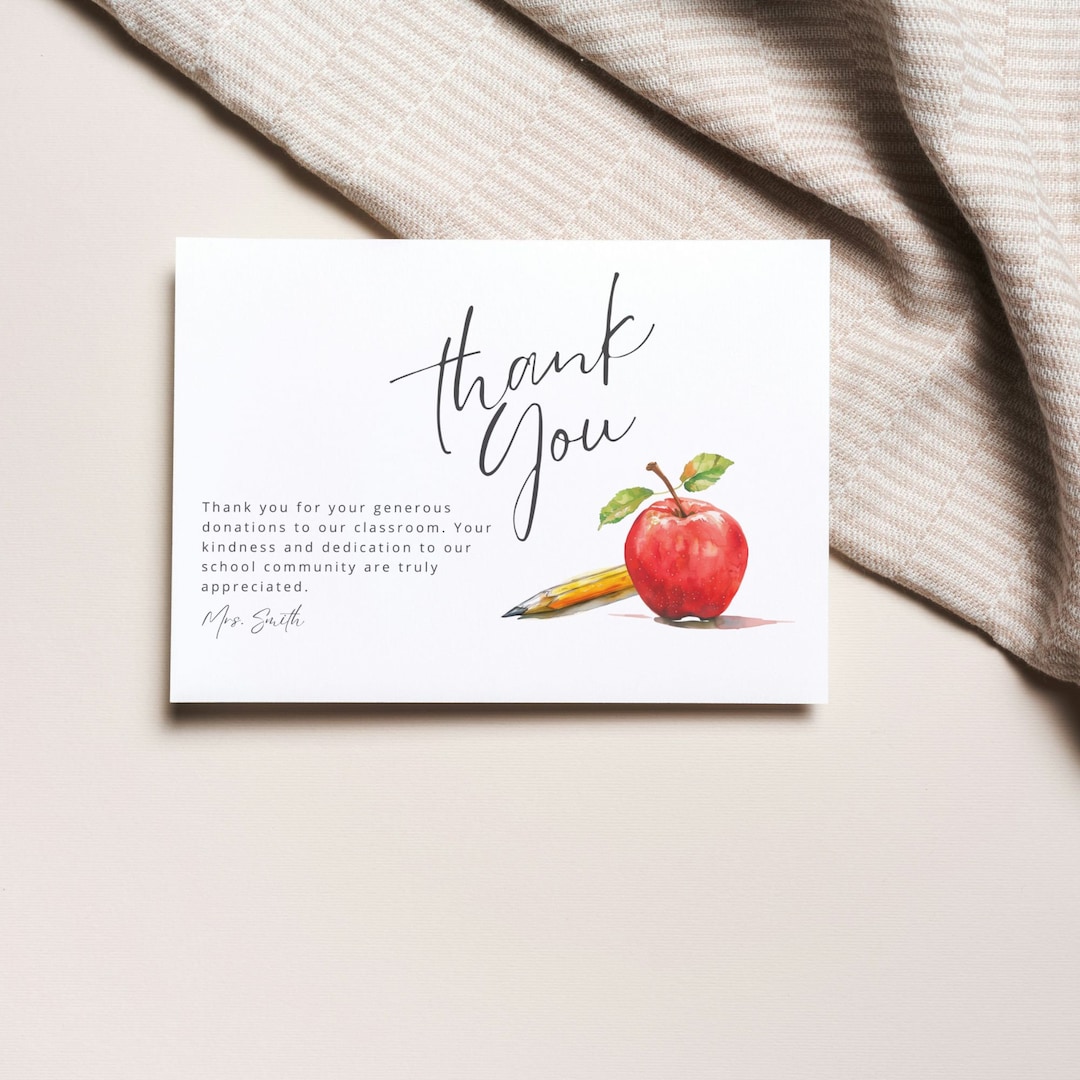 Thank You Cards From Teachers to Parents, Teacher Thank You Card ...