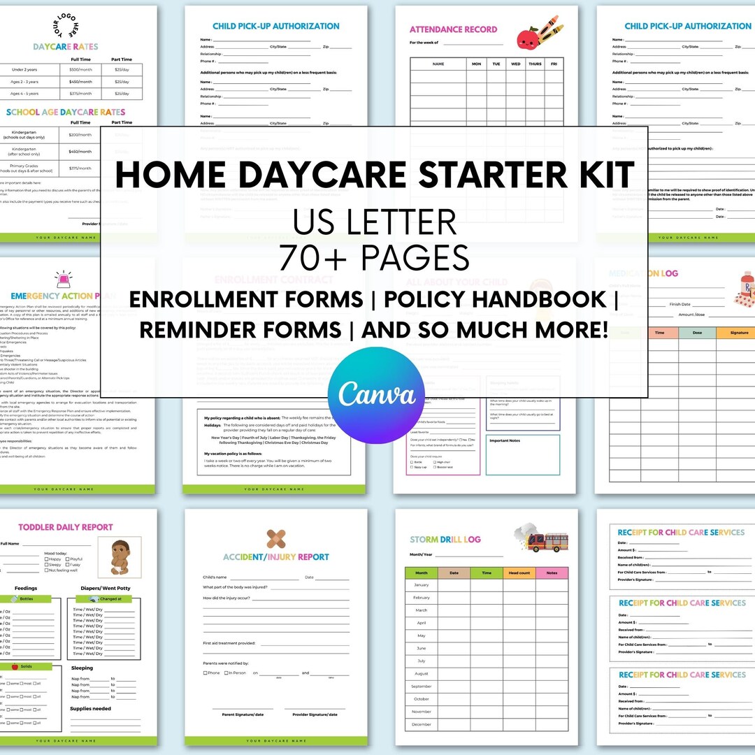 Daycare Forms, Daycare Starter Kit, Daycare Daily Report, Child Care ...
