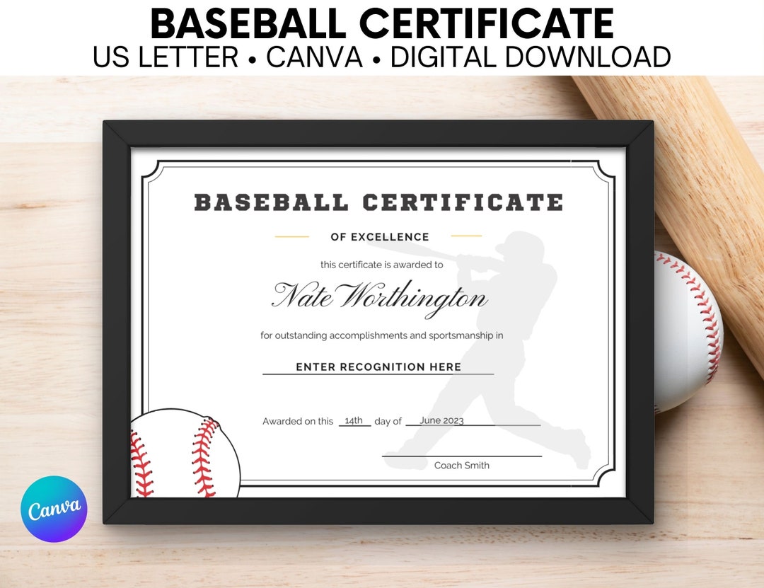 Editable Baseball Award Certificates, Team Party, Instant Download, End ...