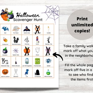 Halloween Bingo Cards Printable Bingo Scavenger Hunt for - Etsy