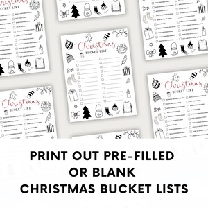 Christmas Bucket List Printable, Xmas Planner, Winter Bucket List ...