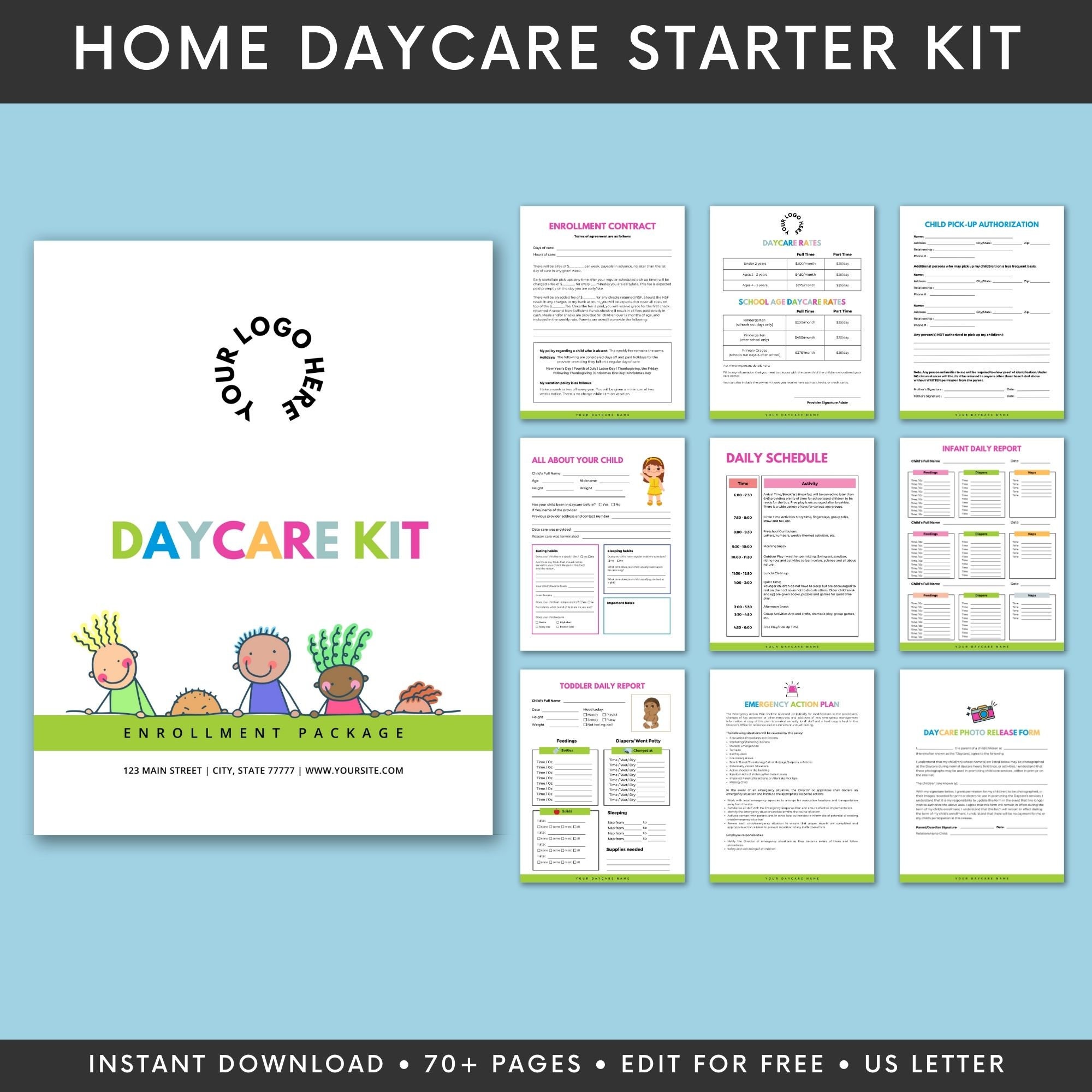 Daycare Forms, Daycare Starter Kit, Daycare Daily Report, Child Care ...
