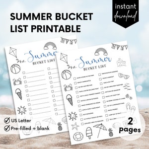 Printable Summer Bucket List, Summer Checklist, Coloring Page Print at ...