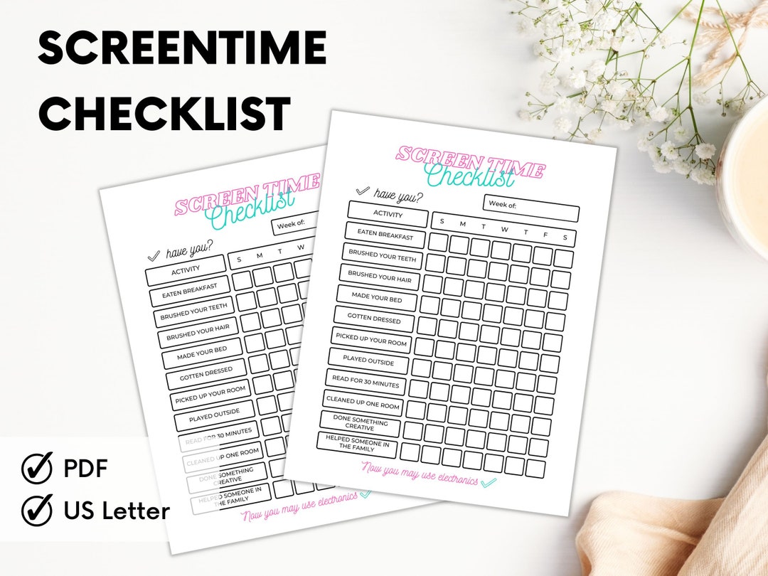 Screen Time Rules Chore Checklist Printable Screen Time - Etsy