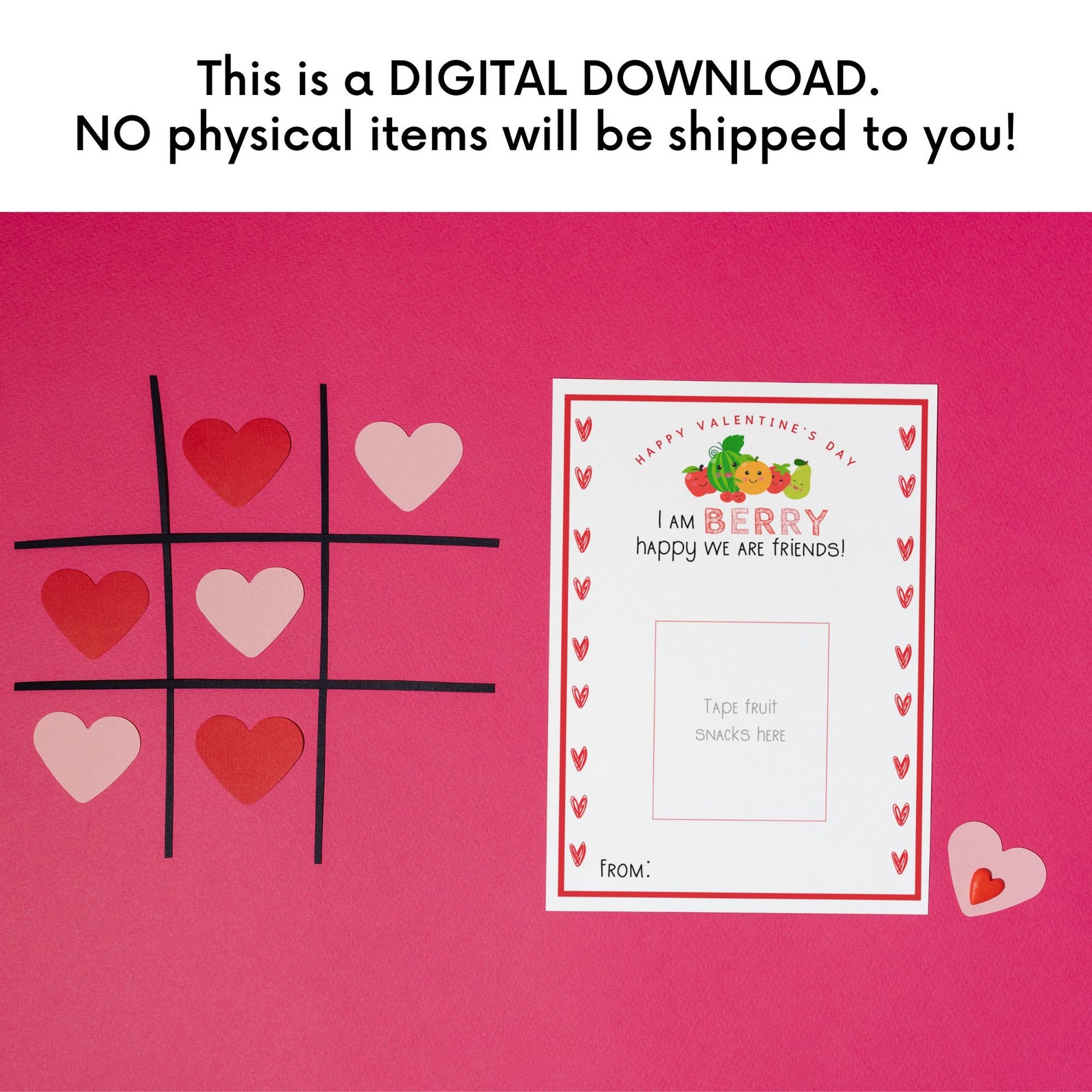 Fruit Snack Valentine Printable Kids Classroom Exchange Non-candy ...