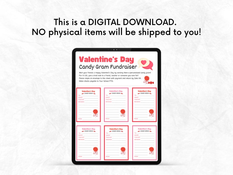 Editable Candy Gram Flyer School Fundraiser Valentines Party - Etsy