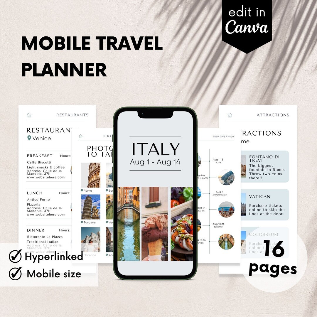Trip Itinerary, Holiday Planner, Editable Travel Itinerary Template ...