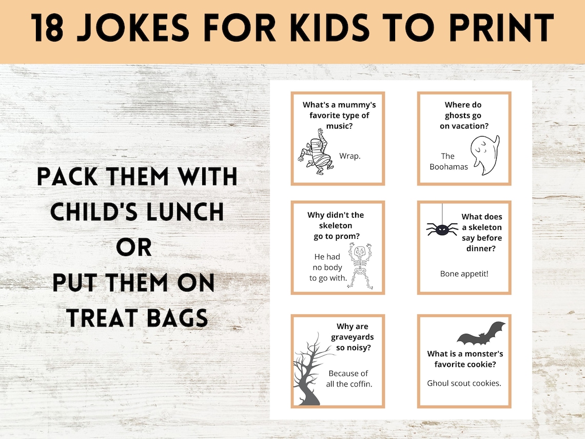Halloween Lunch Box Jokes Printable Lunch Box Notes Kids - Etsy
