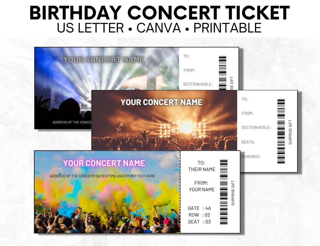 Printable Concert Ticket Template Editable, EDITABLE Surprise Concert ...