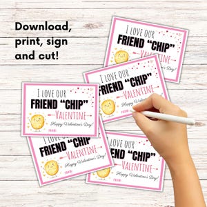 Printable Potato Chip Valentine Cards Instant Download Classroom ...