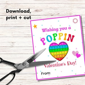 Pop It Valentine Cards, Poppin Valentine Tag Printable, Valentine Pop ...