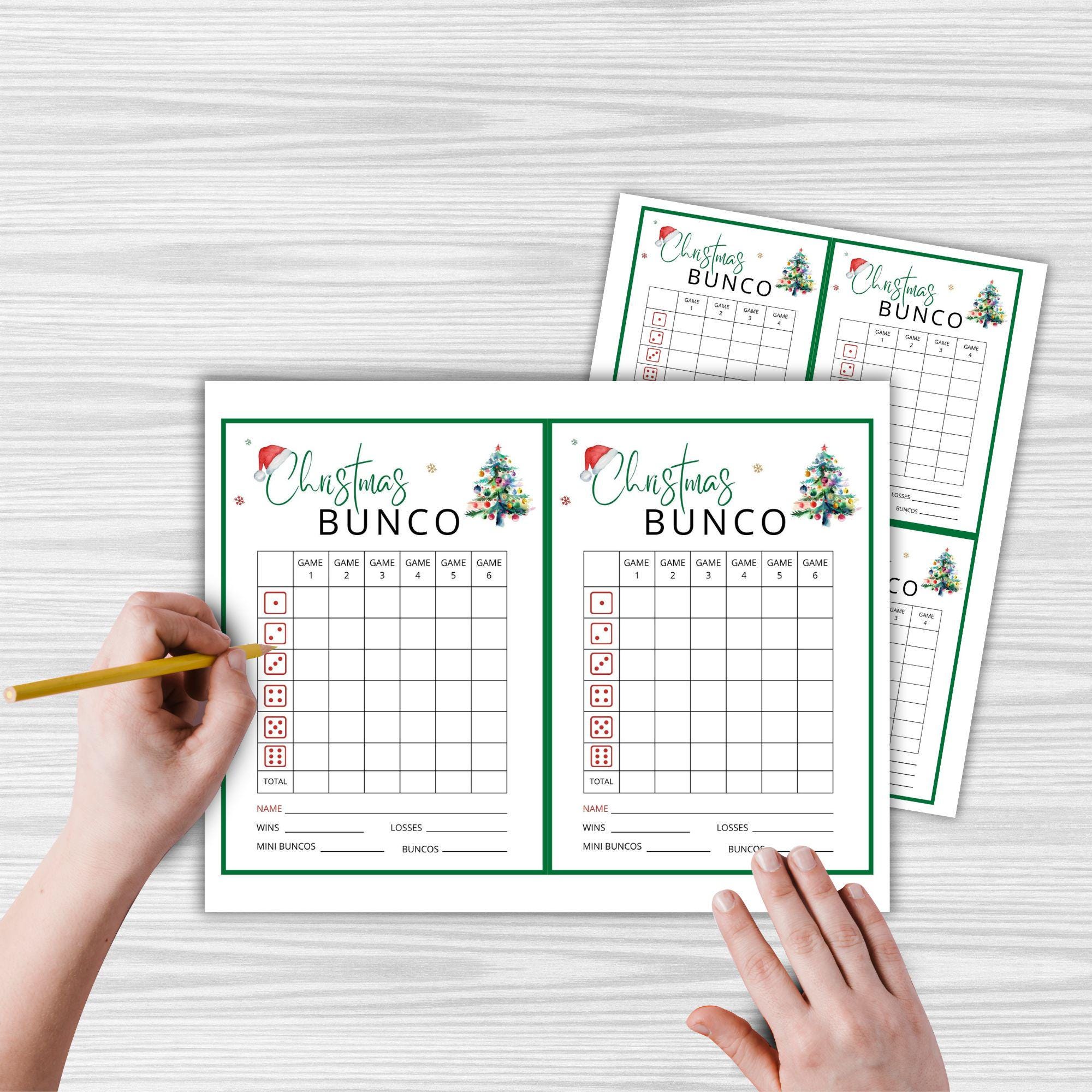 Printable Christmas Bunco Card, Christmas Bunco Set, Christmas Bunco ...