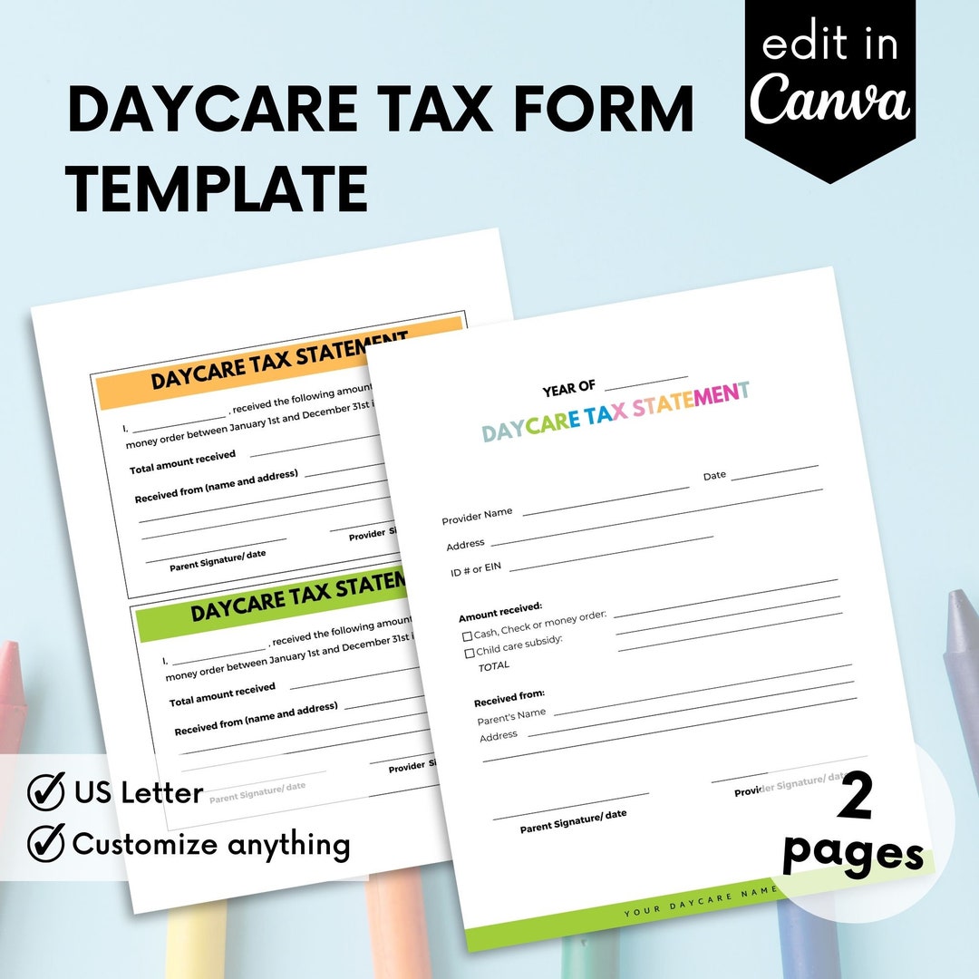 Preschool Forms, Daycare Receipt, Childcare Forms, Childcare Tax ...