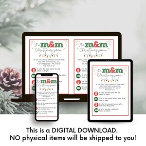 M&M Christmas Poem Gift Tag, Nativity Legend, Christmas Printable Tag ...