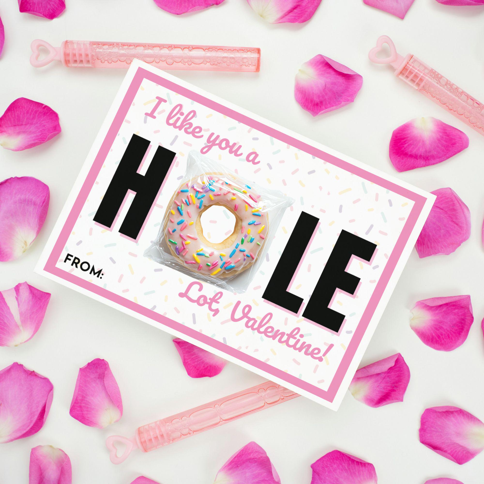 Donut Cookie Card I LIKE You a HOLE Lot Valentine's Day Printable Cute ...