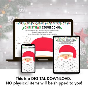 Printable Advent Calendar, Kids Activity, Santa's Beard Advent Calendar ...