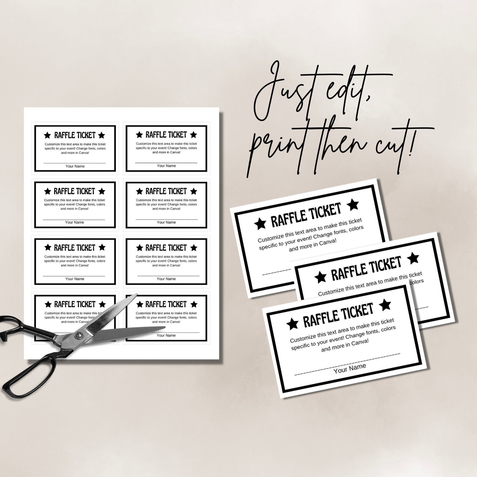 Instant Download, Printable Raffle Ticket, Custom, Diy Ticket, Enter to ...